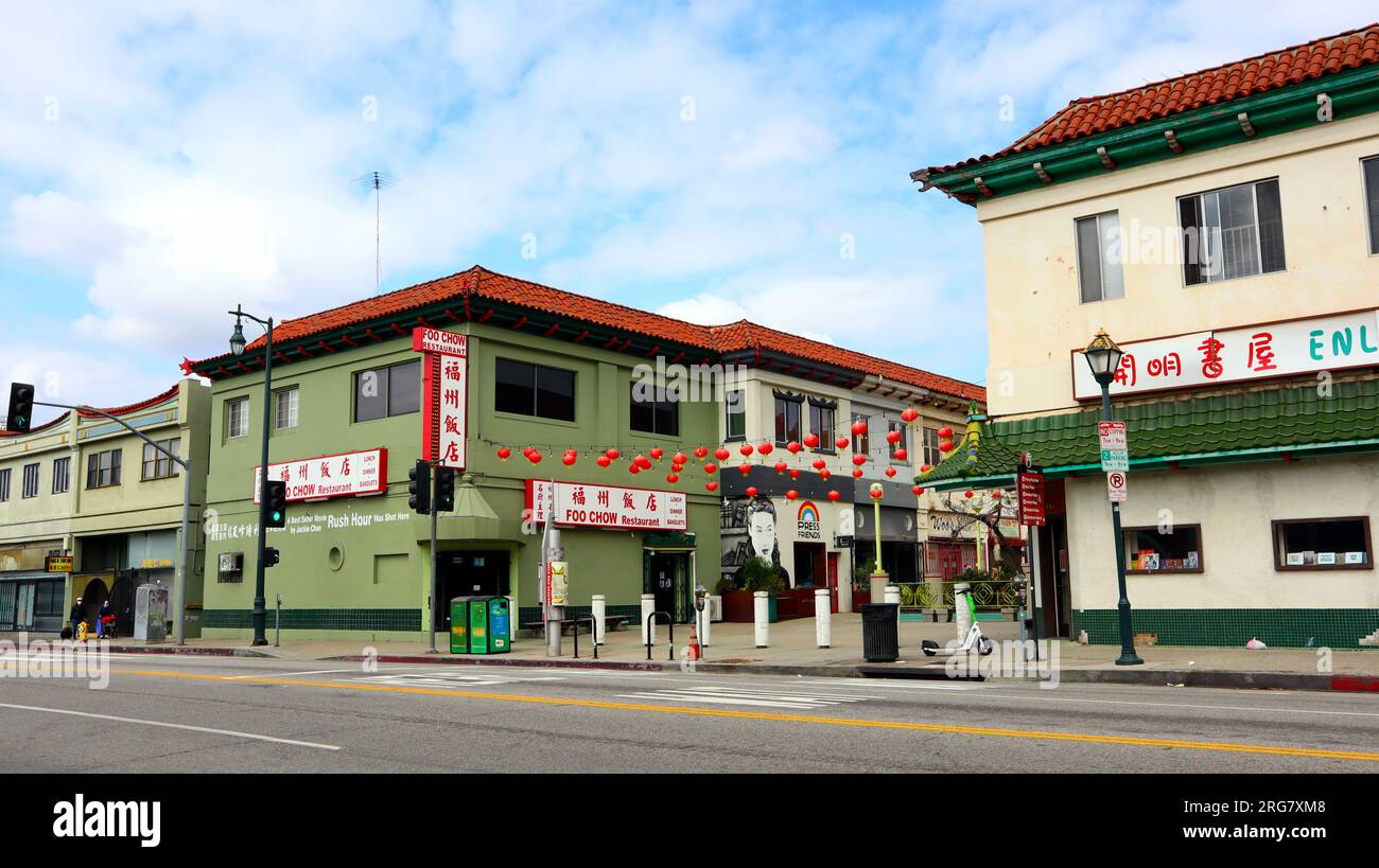 Los Angeles, California: view of Chinatown, chinese ethnic neighborhood ...
