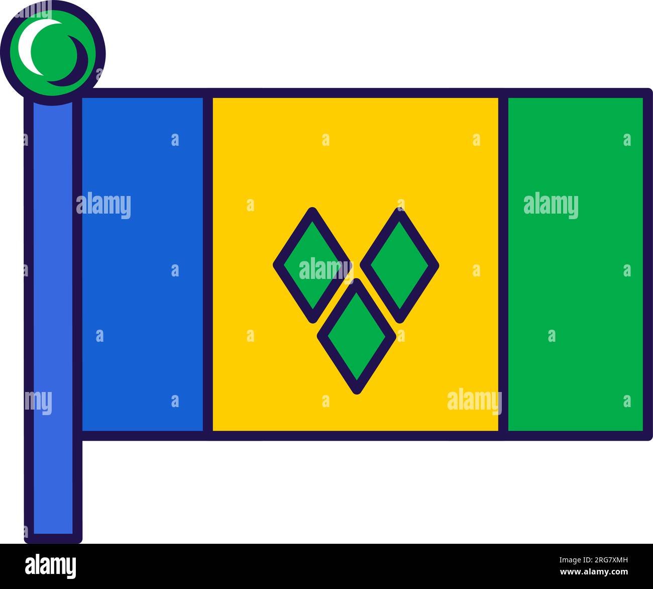 Saint Vincent country flag on flagpole for registration of solemn event ...