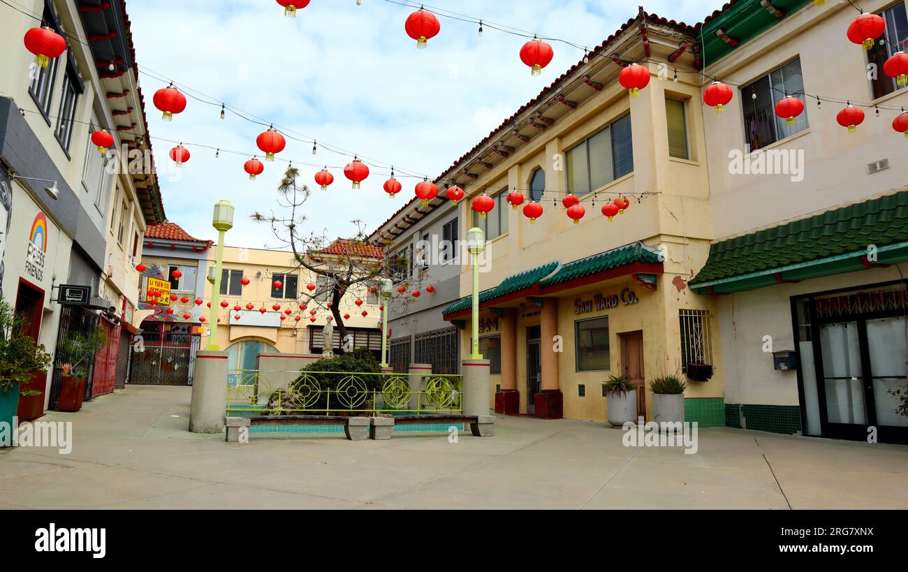 Los Angeles, California: view of Chinatown, chinese ethnic neighborhood ...