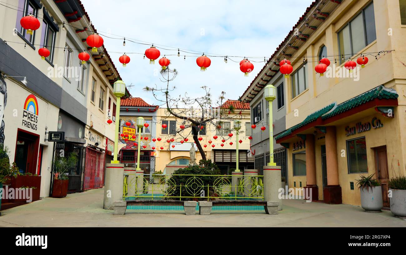 Los Angeles, California: view of Chinatown, chinese ethnic neighborhood ...