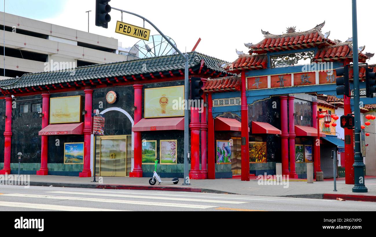 Los Angeles, California: view of Chinatown, chinese ethnic neighborhood ...