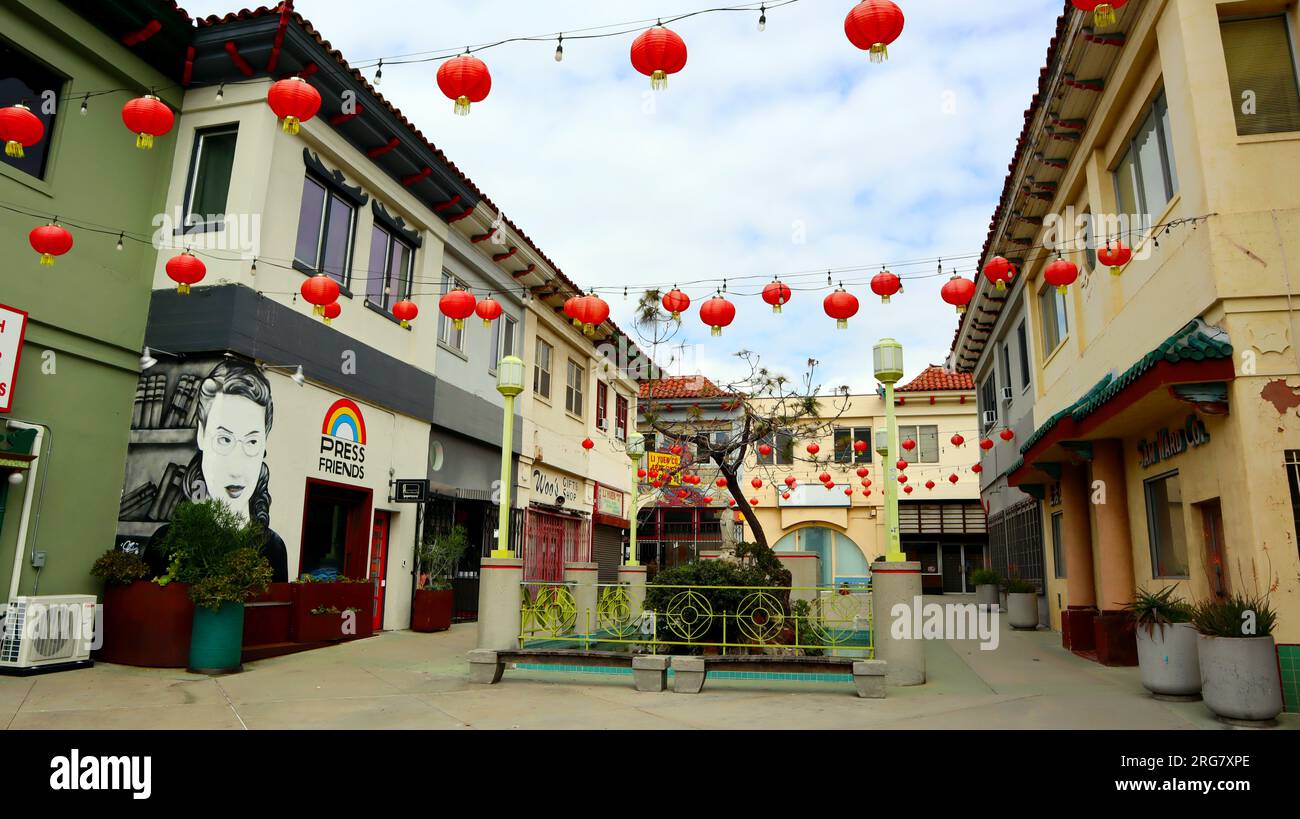 Los Angeles, California: view of Chinatown, chinese ethnic neighborhood ...