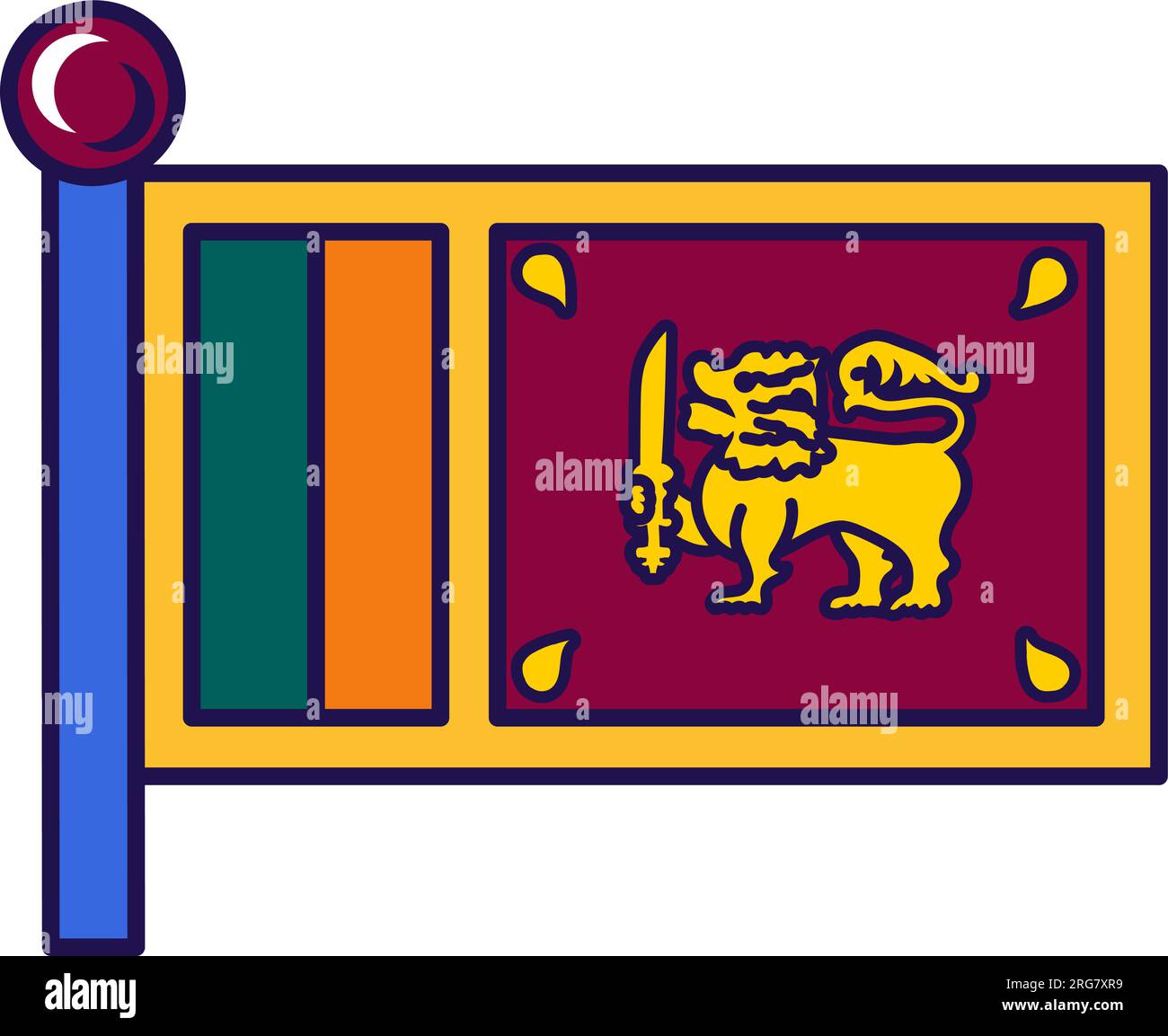 Sri Lanka country flag on flagpole for registration of solemn event ...