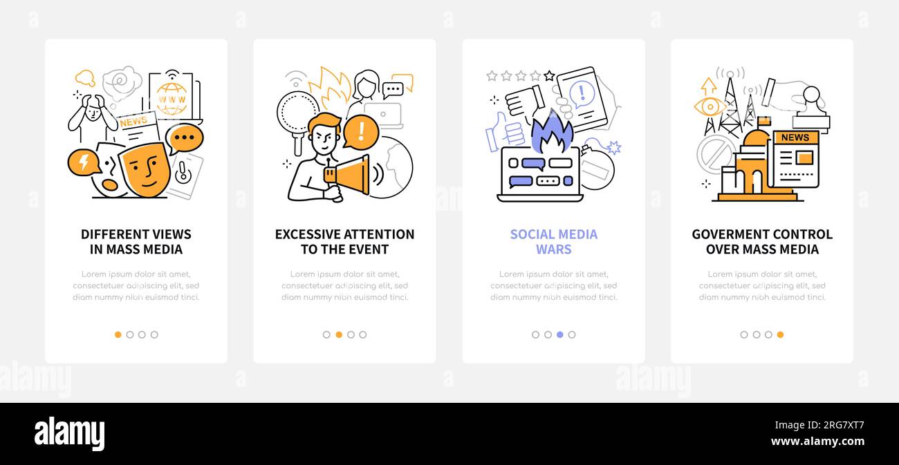 Mass media issues - line design style banners set Stock Vector Image ...