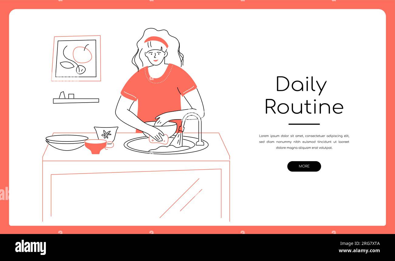 Daily routine - modern colorful flat design style illustration Stock ...