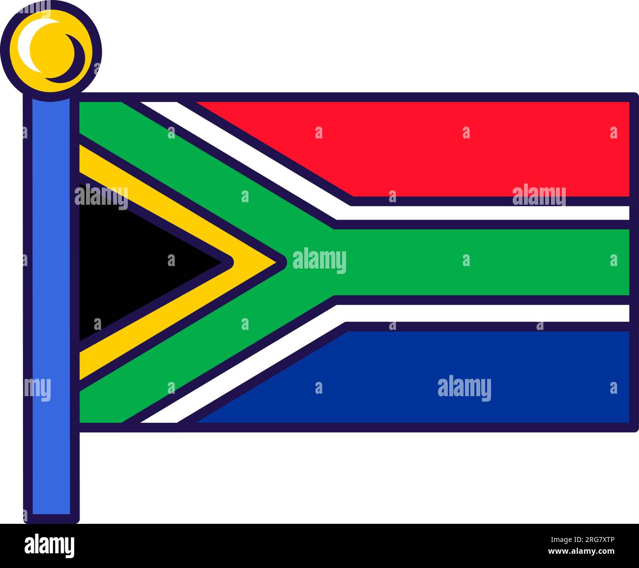 South Africa country flag on flagpole for registration of solemn event ...