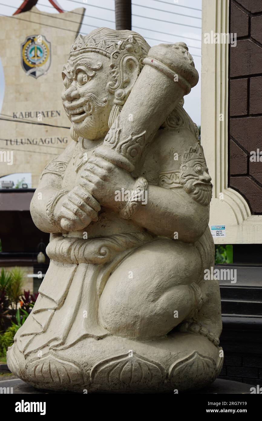Retjo pentung statue. Reco pentung (Dwarapala) is a statue shaped like ...