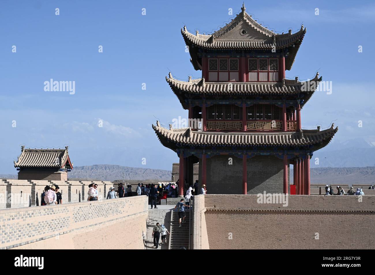 Jiayuguan, China's Gansu Province. 7th Aug, 2023. Tourists visit the ...