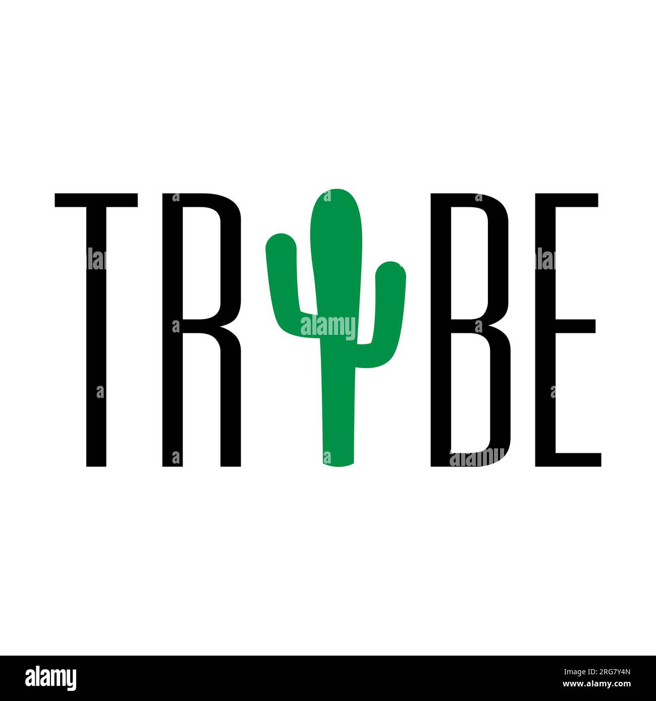 Tribe word with green cactus on white background. Isolated illustration ...