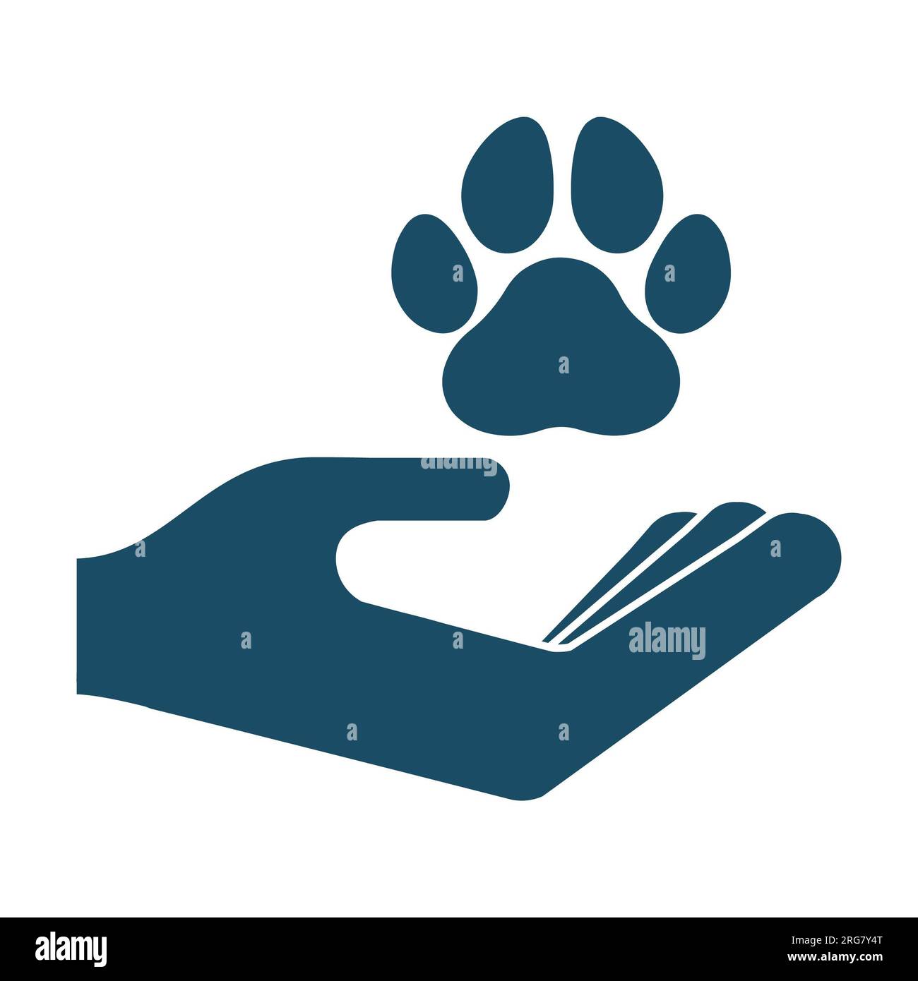 Human hand and dog paw print on white background. Isolated illustration ...