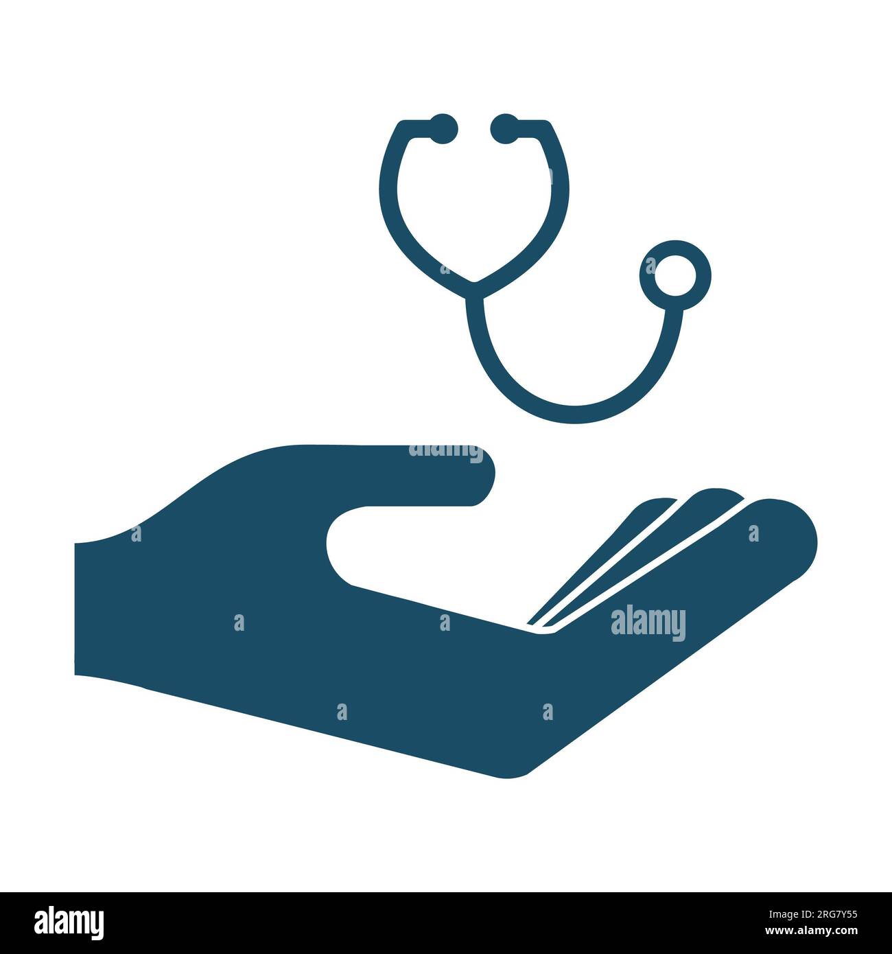 Human hand and stethoscope on white background. Isolated illustration ...