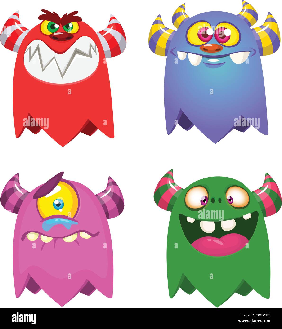 Cartoon funny monsters set illustration. Vector collection of monster ...