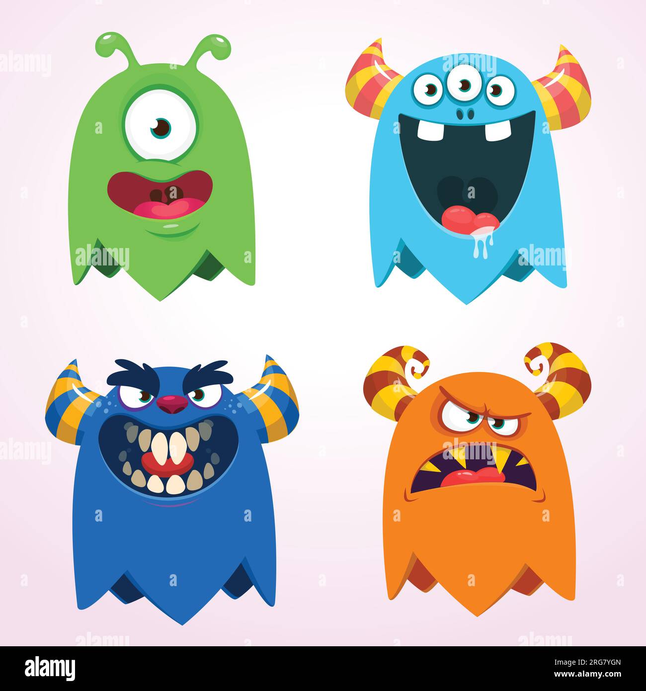 Cartoon funny monsters set illustration. Vector collection of monster ...