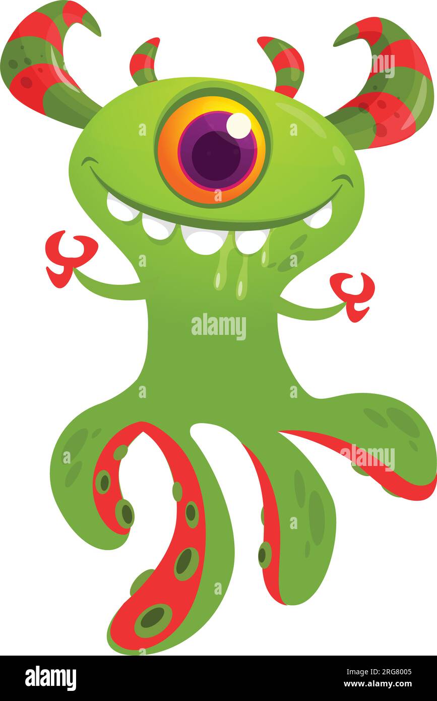 Happy cartoon monster. Halloween vector illustration Stock Vector Image ...