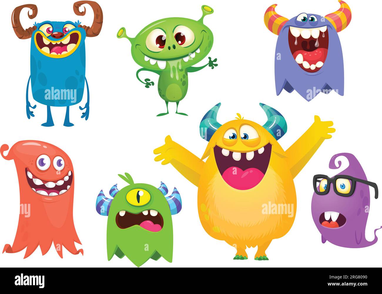 Cartoon funny monsters set illustration. Vector collection of monster ...