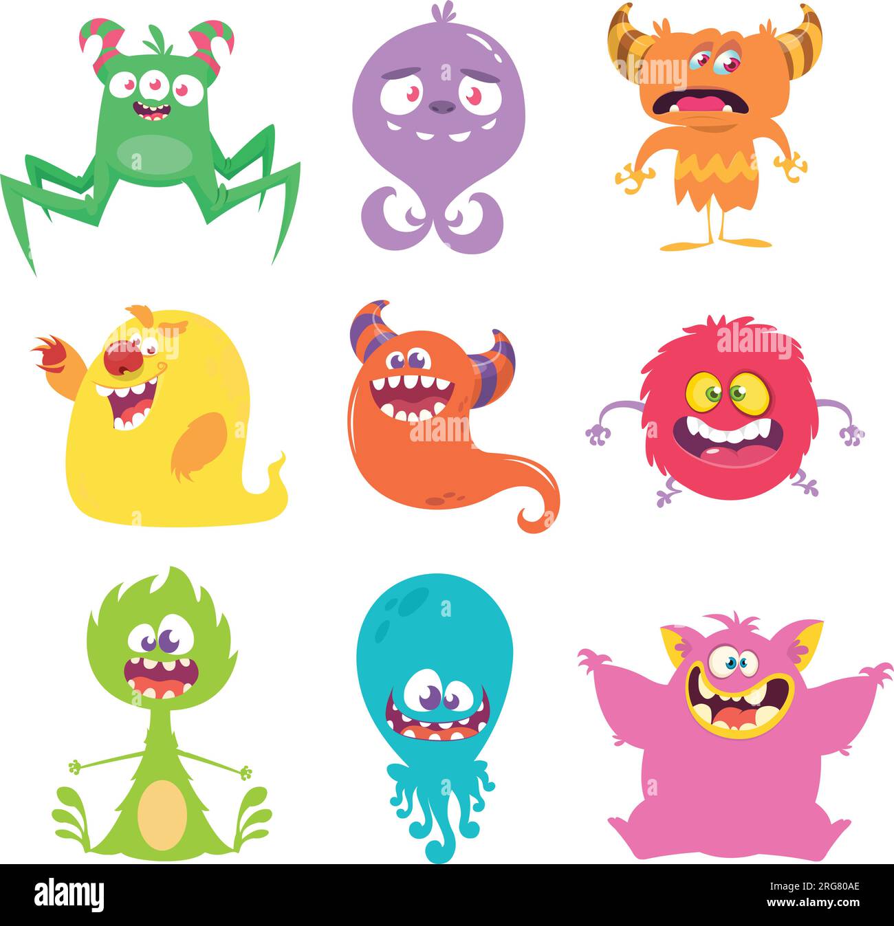 Cartoon funny monsters set illustration. Vector collection of monster ...