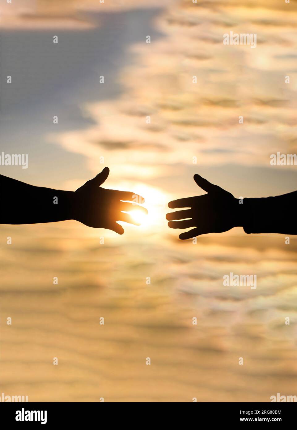 Outstretched hands, salvation, help silhouette, concept of help. Giving a helping hand. Rescue ...