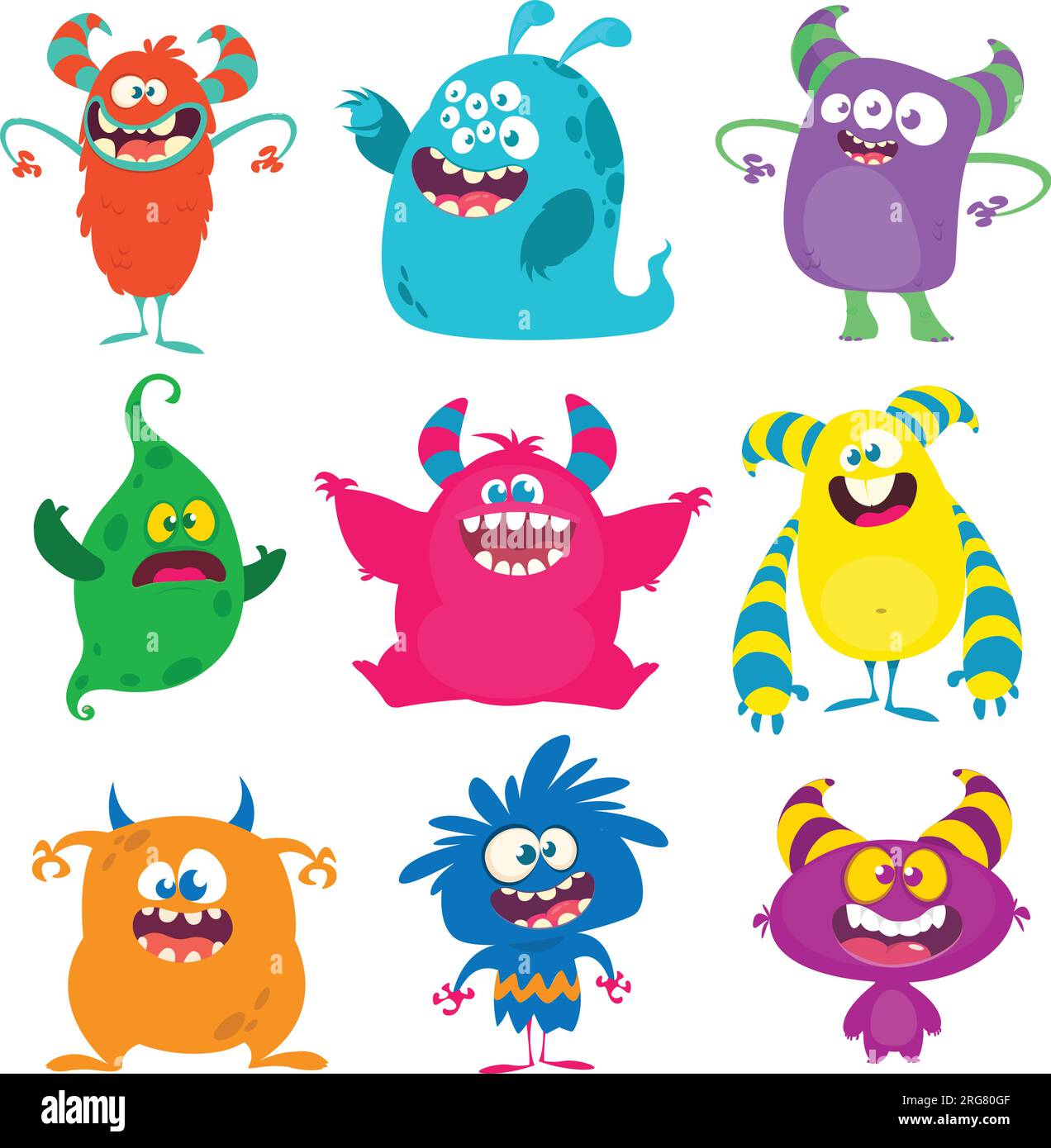 Cartoon funny monsters set illustration. Vector collection of monster ...