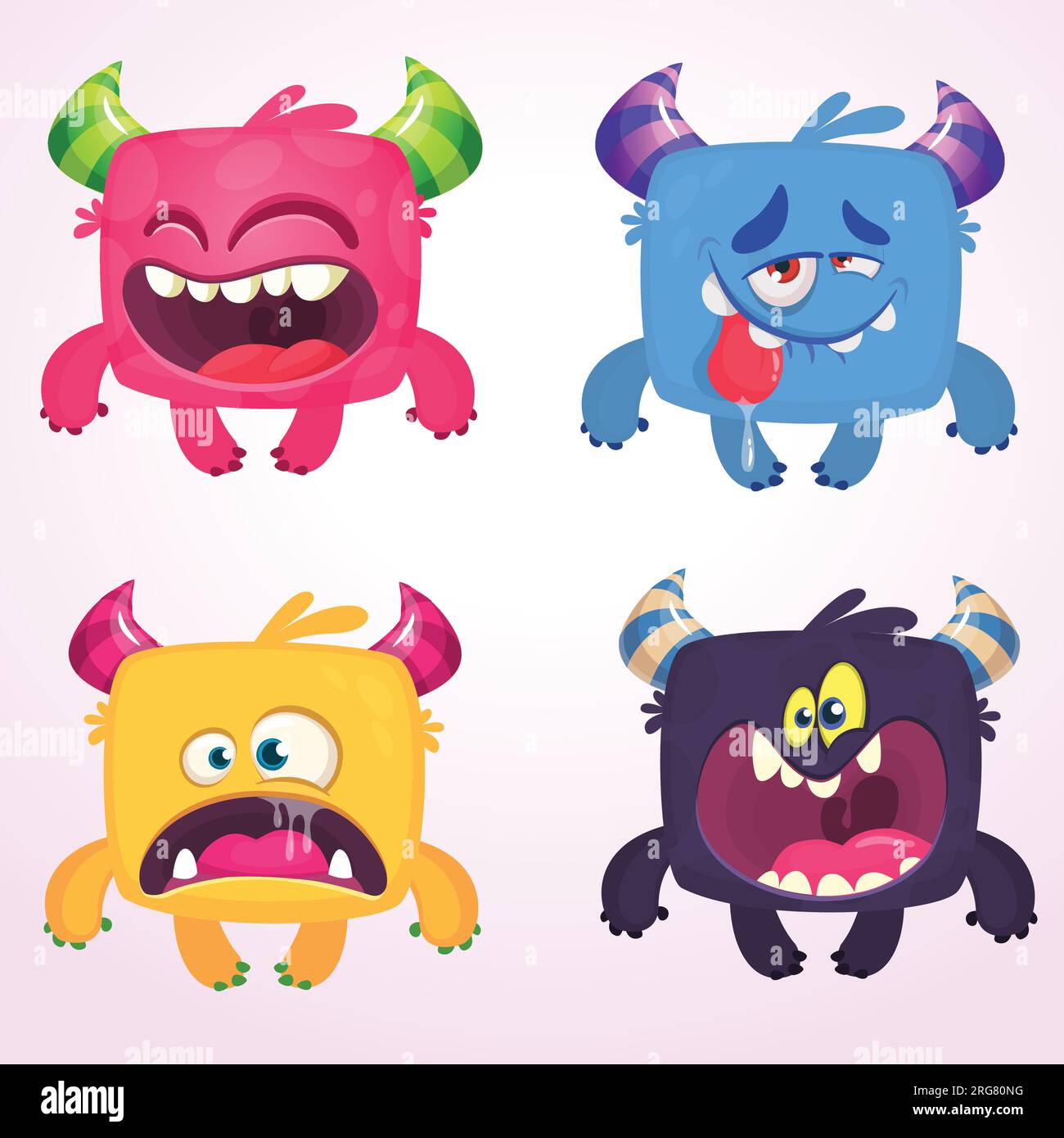 Halloween monsters cartoon creatures set hi-res stock photography and ...