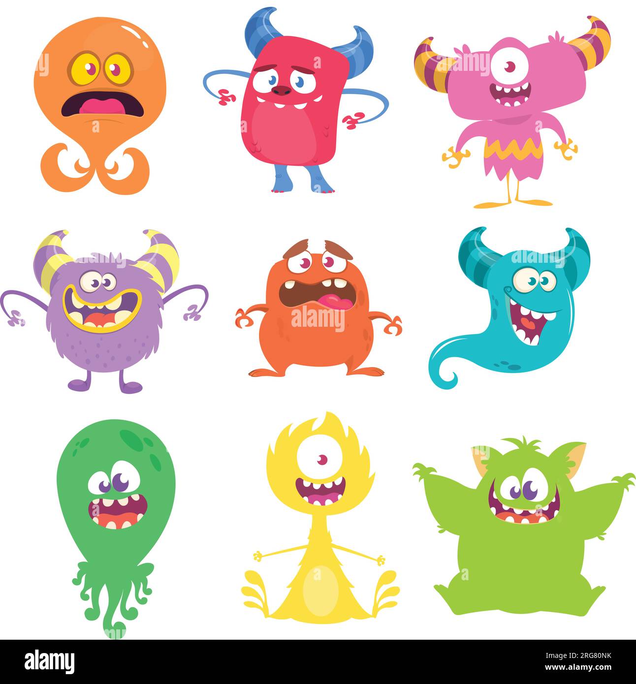 Halloween monsters cartoon creatures set hi-res stock photography and ...