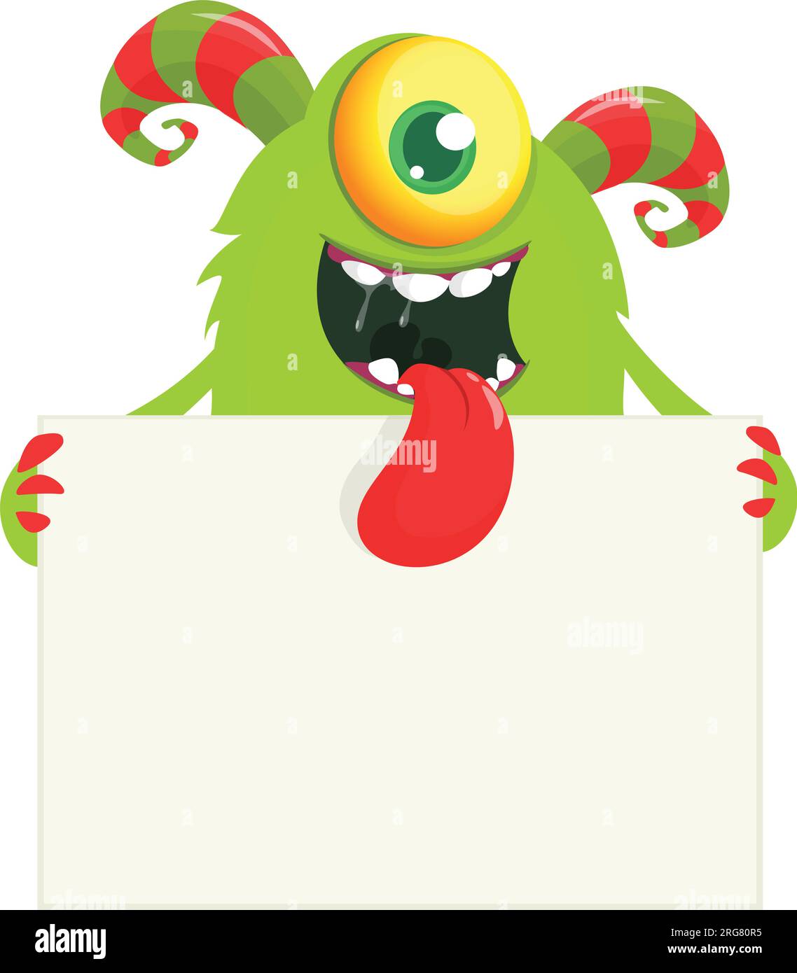Catoon monster with one eye holding blank paper. Vector illustration ...