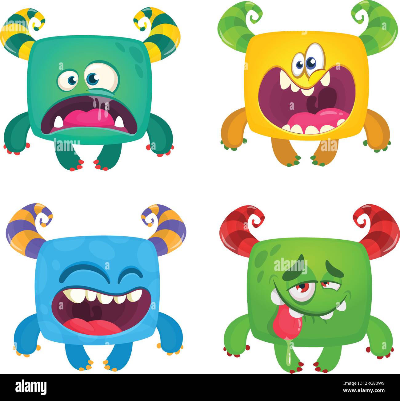 Halloween monsters cartoon creatures set hi-res stock photography and ...