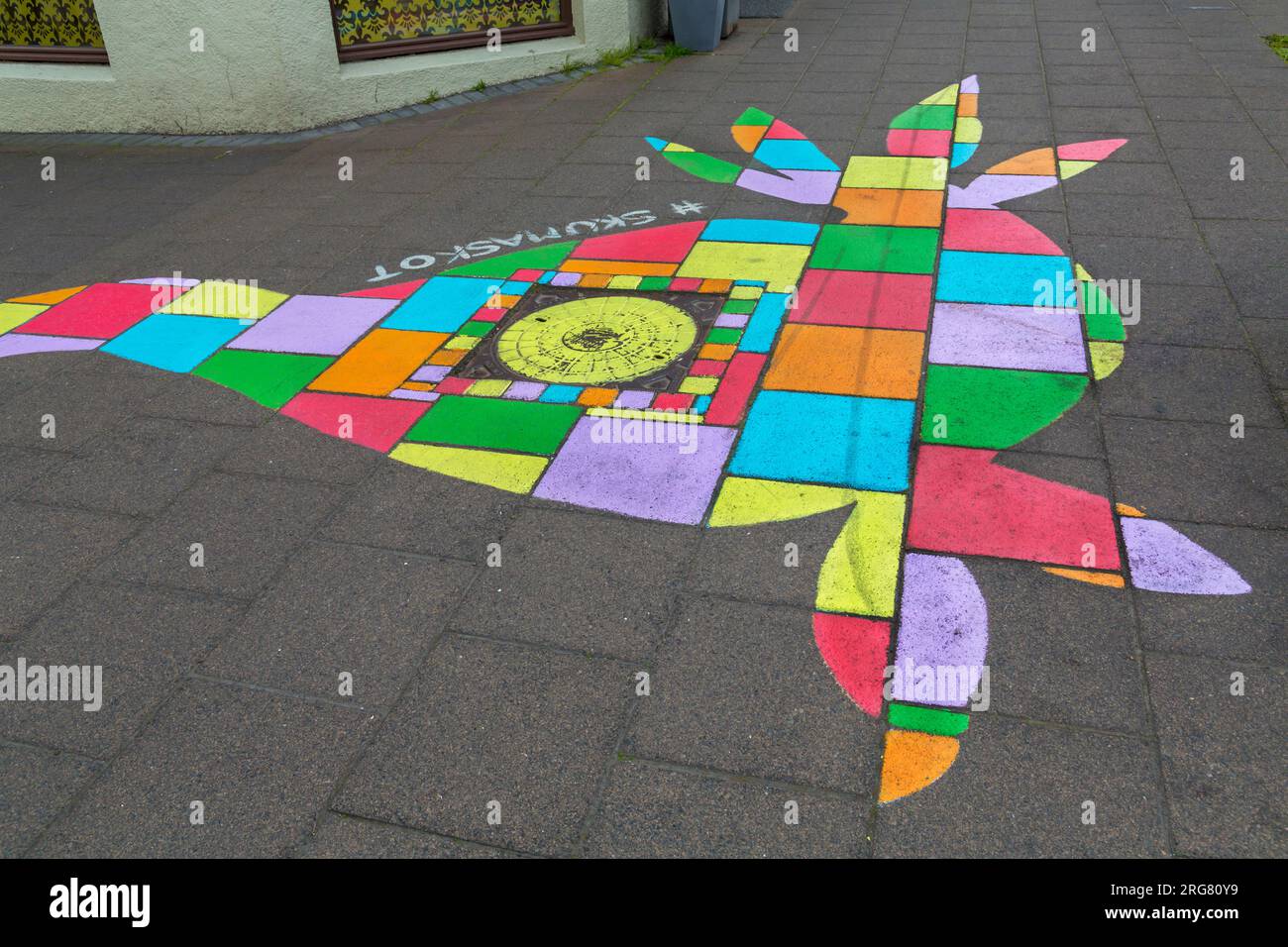 Street art on pavement at Reykjavik, Iceland in July Stock Photo - Alamy