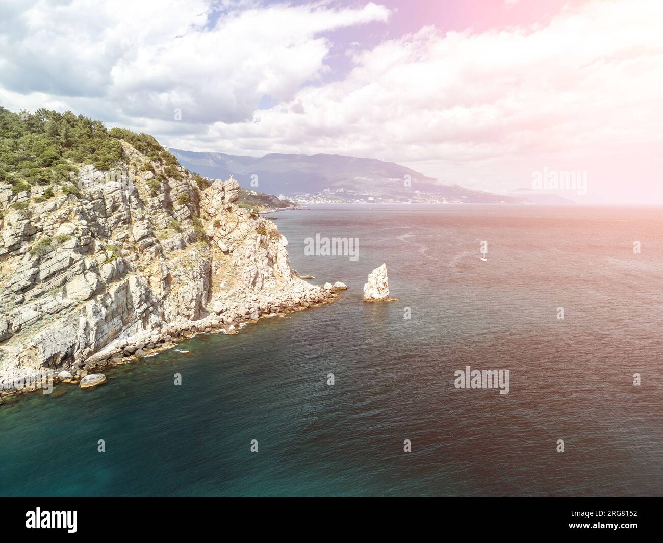 aerial photo of rock Parus Sail and Ayu-Dag Bear Mountain and near ...