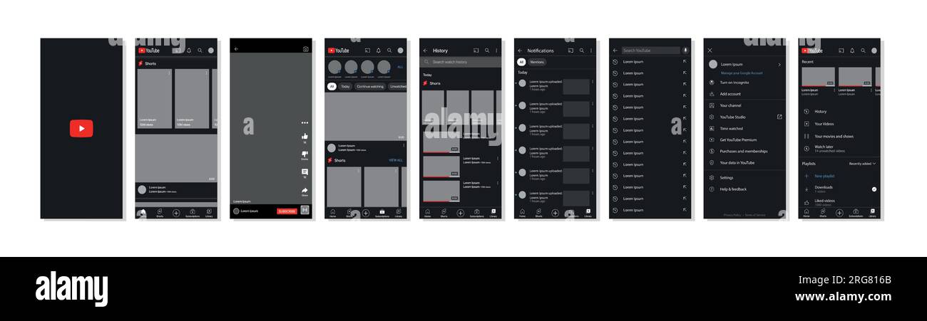 YouTube mobile interface. You Tube screen social media, video hosting ...