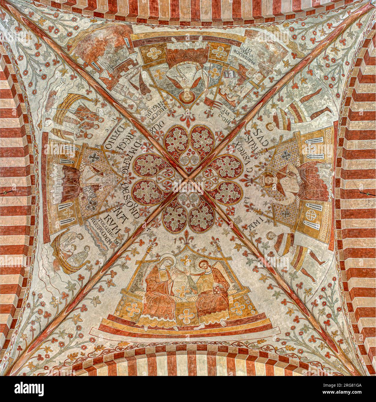 The large cross vault in Ringsted St. Bendt church and four mural ...