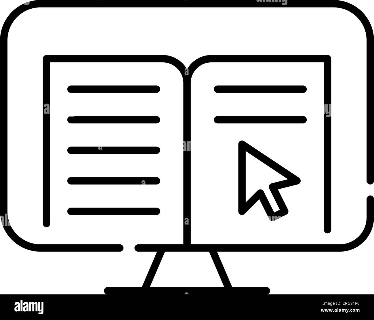 Reading electronic book on desktop computer. Pixel perfect icon Stock ...