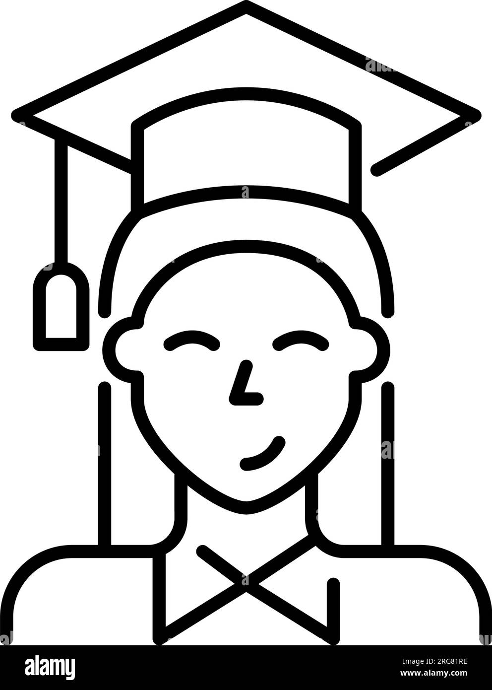 University graduate. Smiling young woman in shirt and graduation cap ...