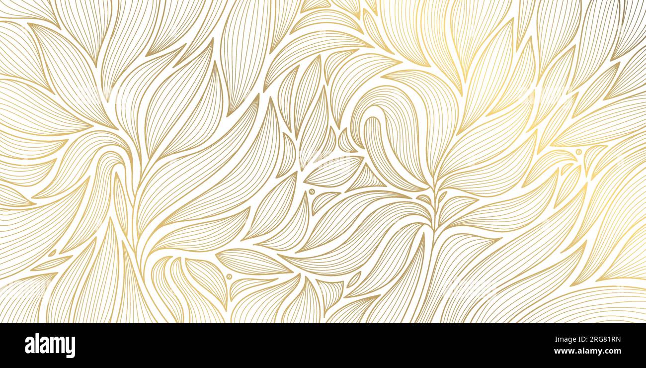 Vector golden leaves botanical modern, art deco wallpaper background ...