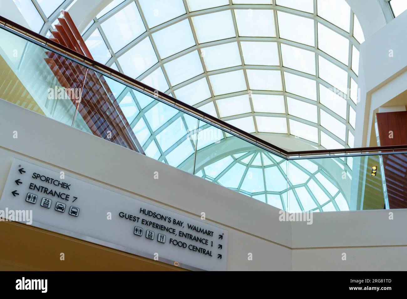 Mississauga, Canada, Arched glass ceiling in a corridor inside the ...