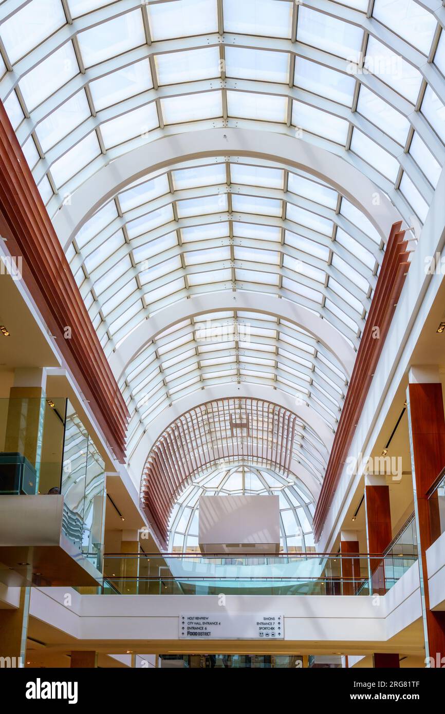 Mississauga, Canada, Arched glass ceiling in a corridor inside the ...