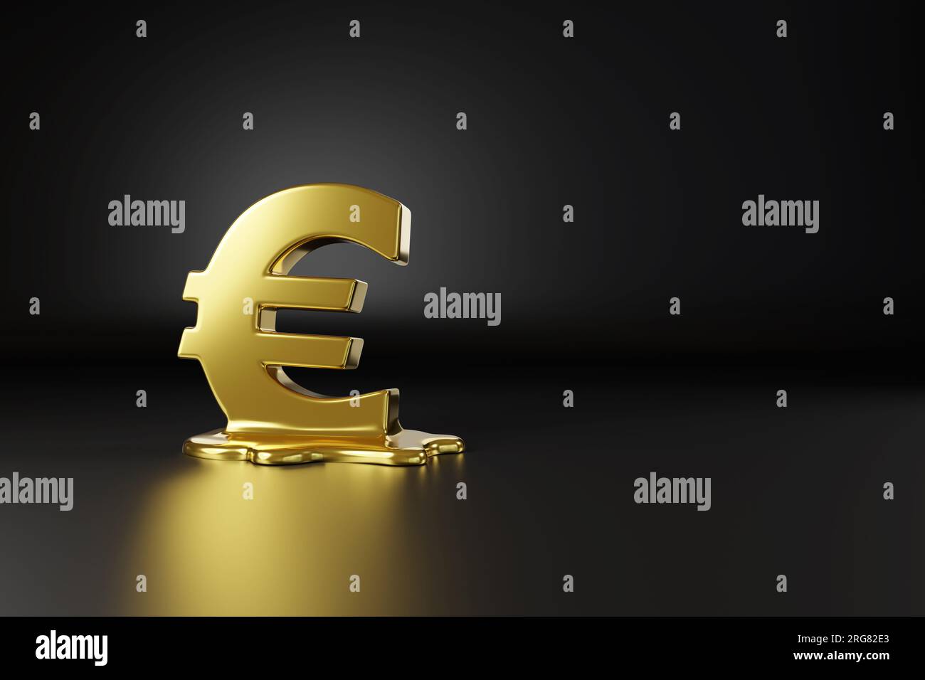 Golden euro symbol melting with copy space. 3d illustration Stock Photo ...