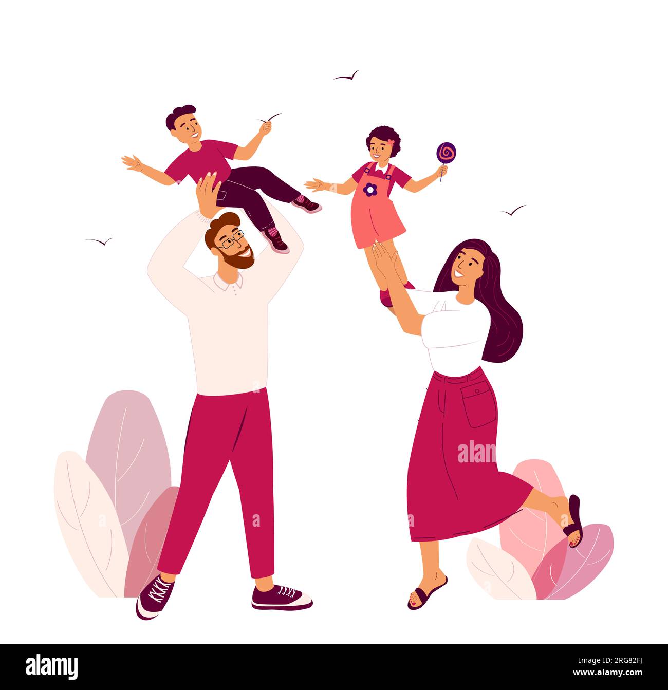 Happy family spending time outdoor together.Mother,Father and Children ...