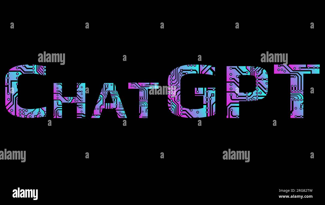 Gradient ChatGPT text from PCB tracks isolated on black background ...