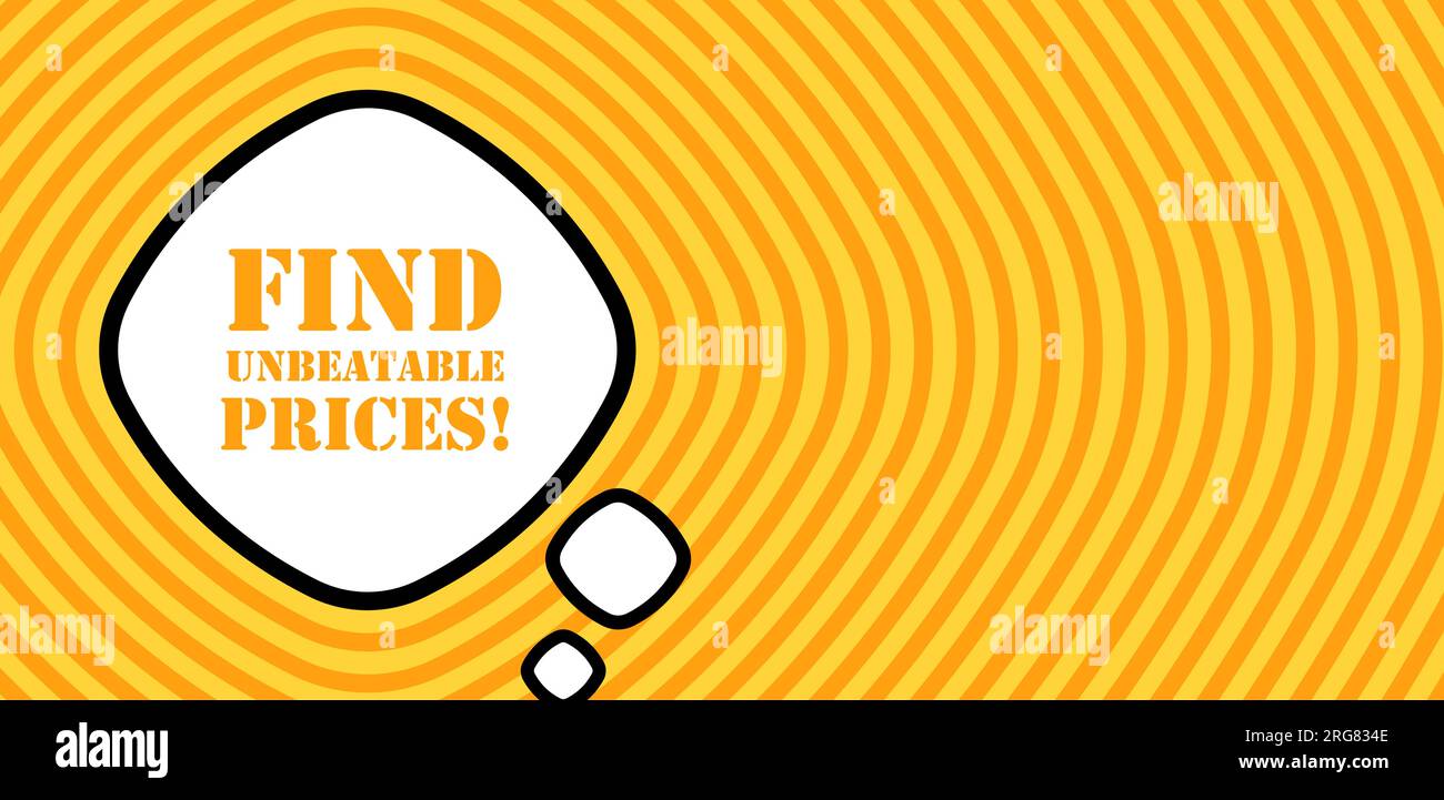 Speech Bubble With Find Unbeatable Prices Text Boom Retro Comic Style