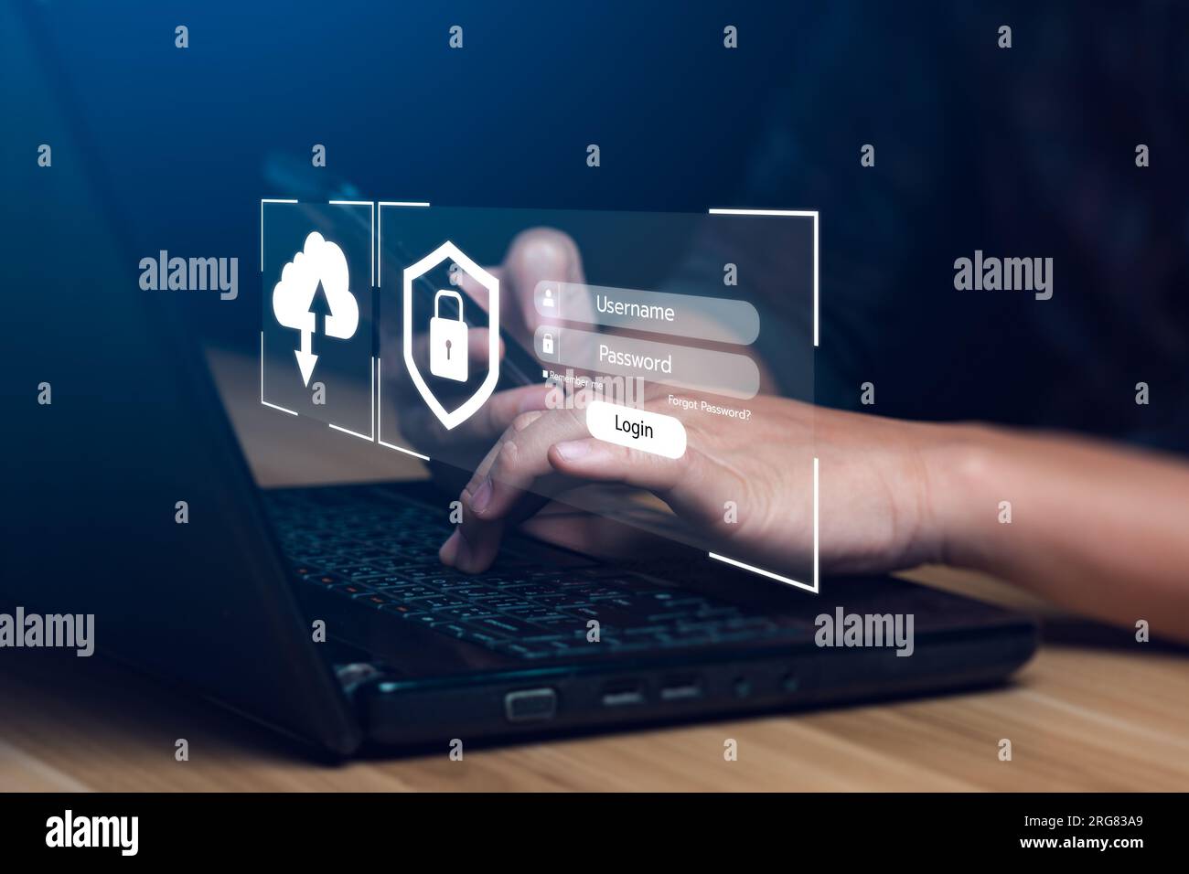 internet security concept and cyber networks. man holding shield icon ...