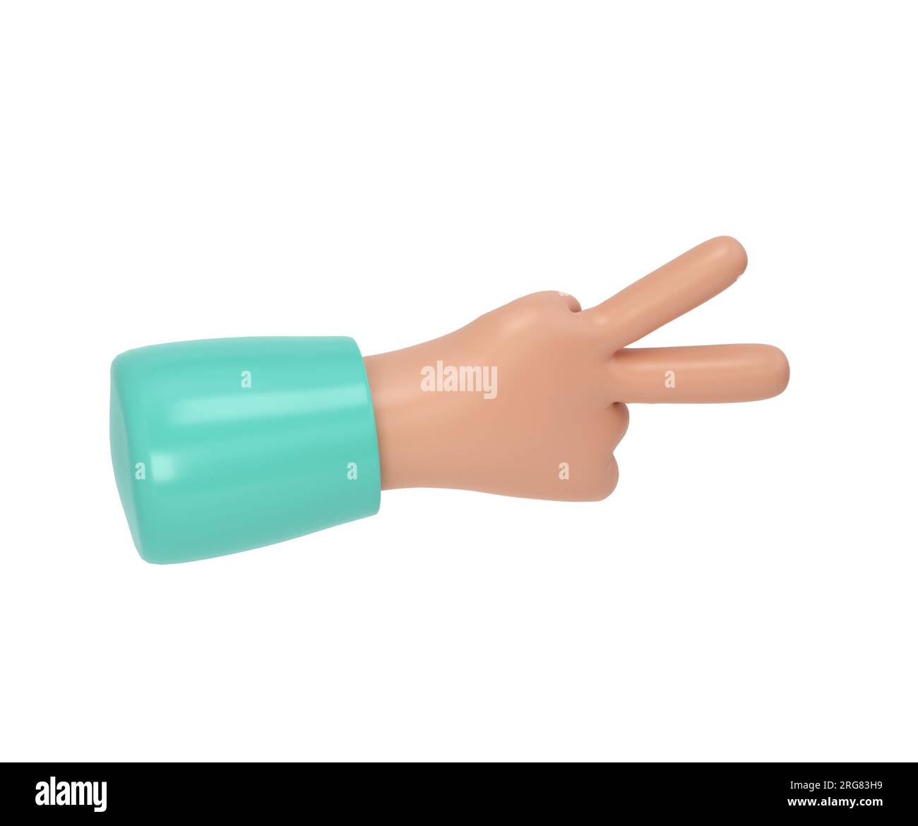 3d hand victory icon illustration. Two fingers social icon. Cartoon ...