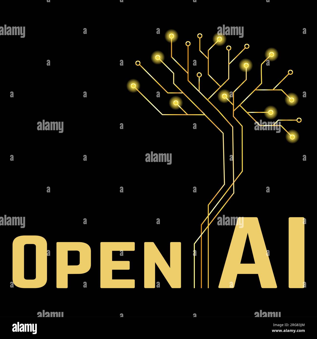 OpenAI company with brain from PCB, artificial intelligence, isolated ...