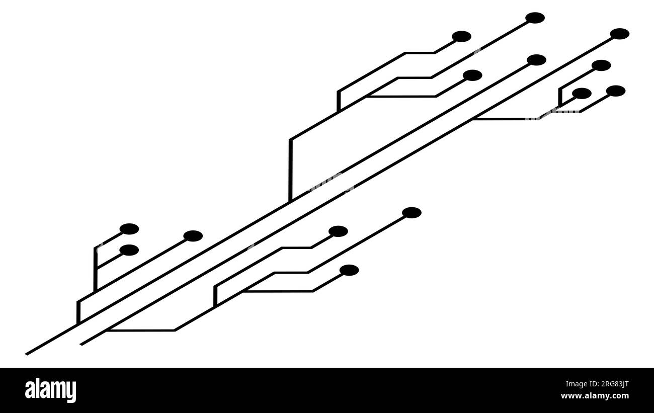 Isometric printed circuit board PCB tracks isolated on white background ...