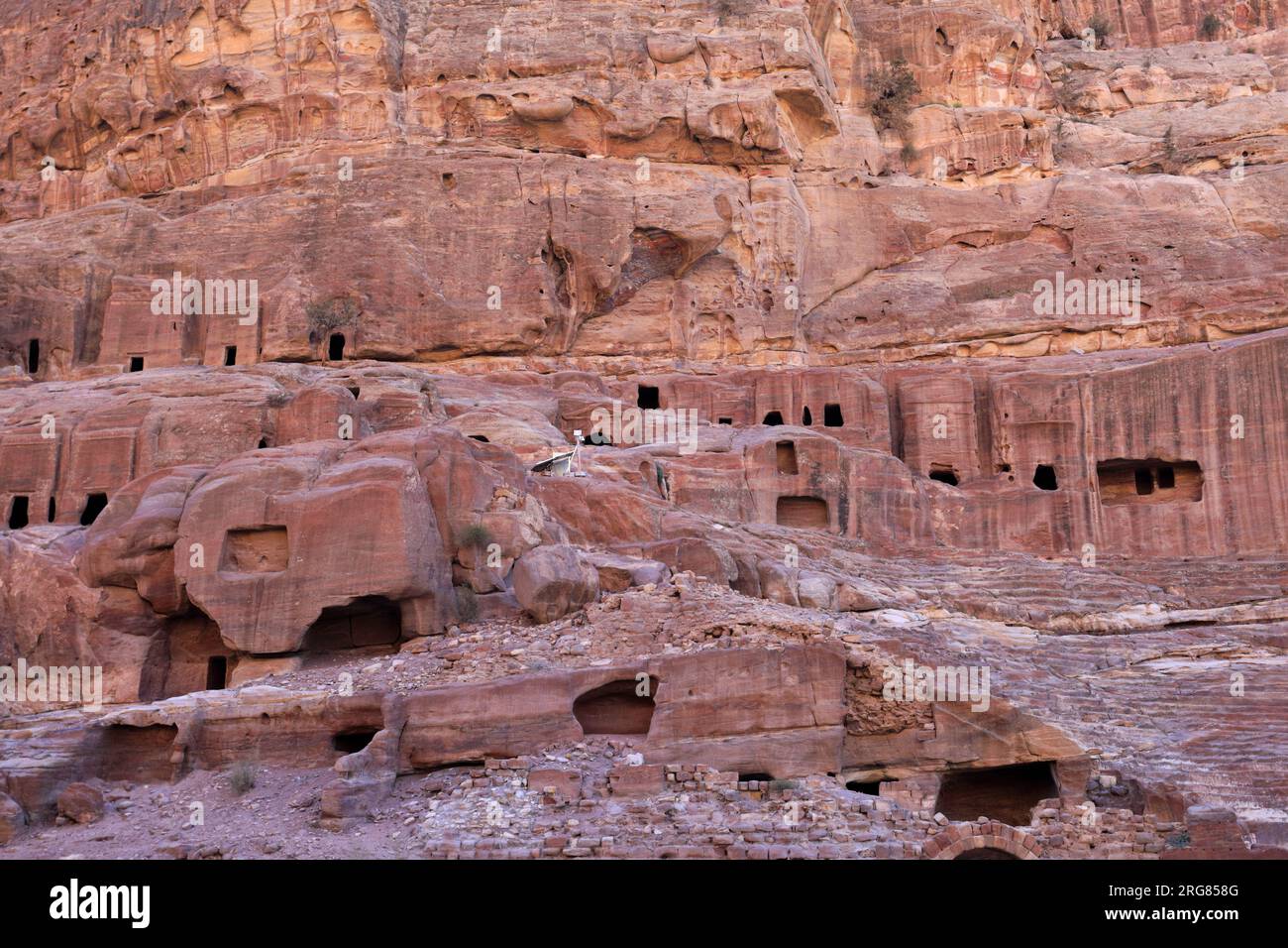 View of tombs along the Street of Facades, Petra city, UNESCO World ...