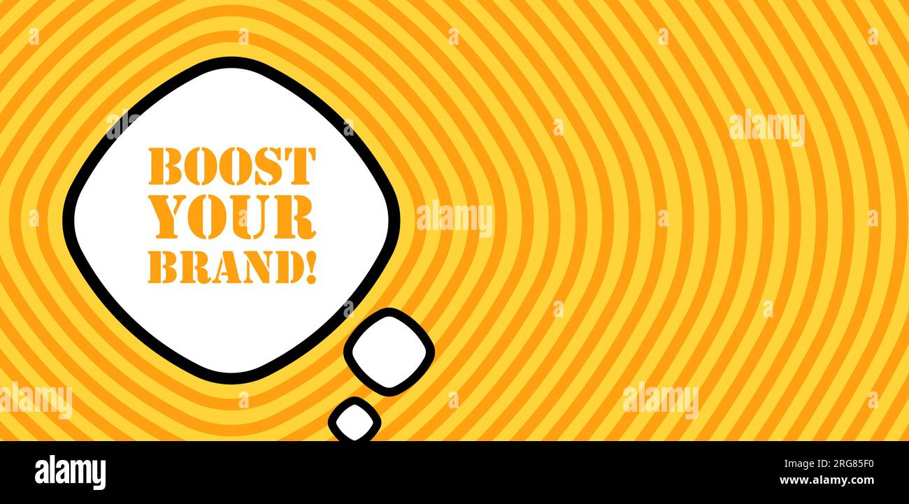 Speech bubble with Boost your brand text. Boom retro comic style. Pop ...
