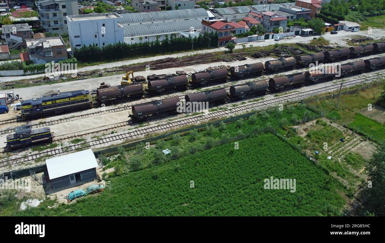 Albrail oil train being assembled in sidings at Fier, for the trip to ...