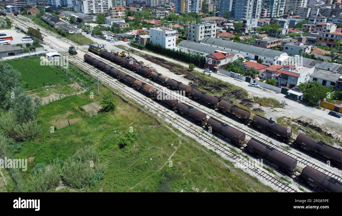 Albrail oil train being assembled in sidings at Fier, for the trip to ...