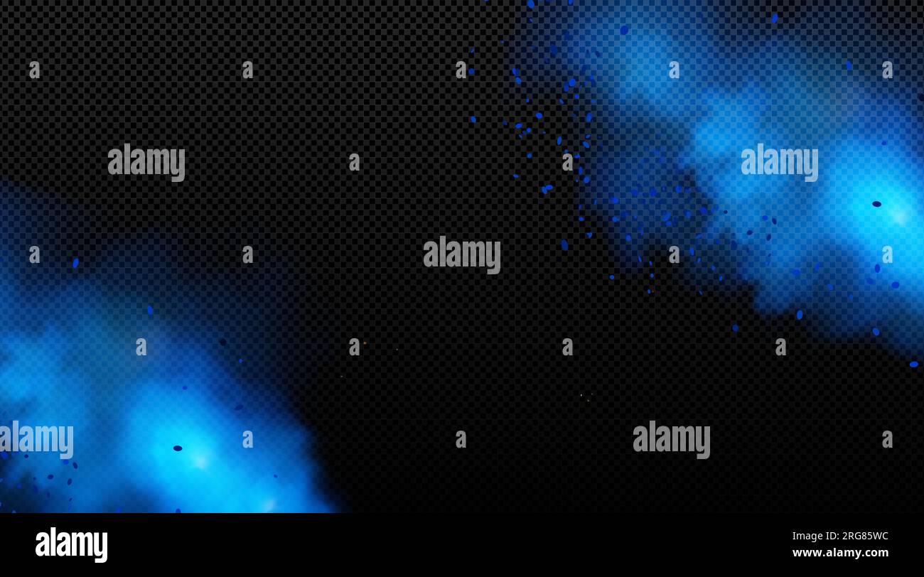 Realistic set of blue powder clouds on transparent background. Vector ...