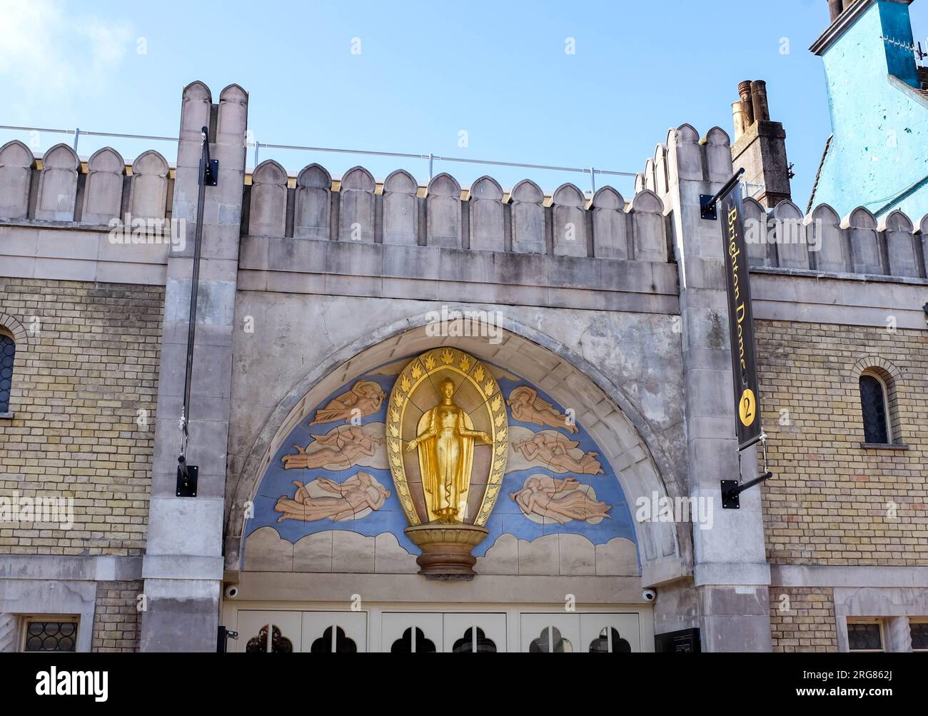 Ornate entrance to Brighton Dome & Corn Exchange in Church Street ...