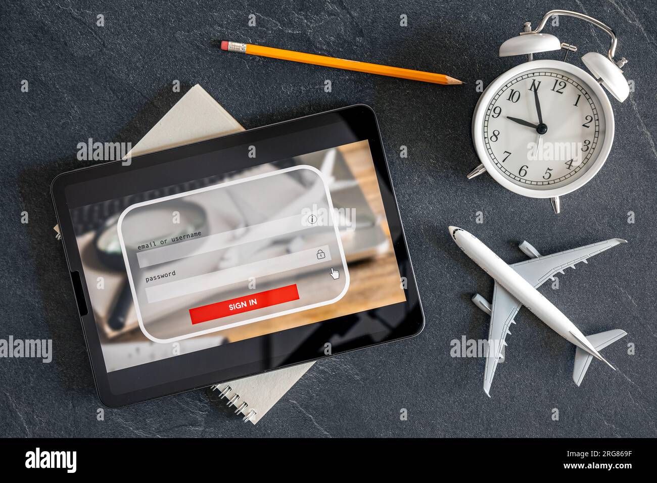 Login box, username and password inputs on virtual digital display ...